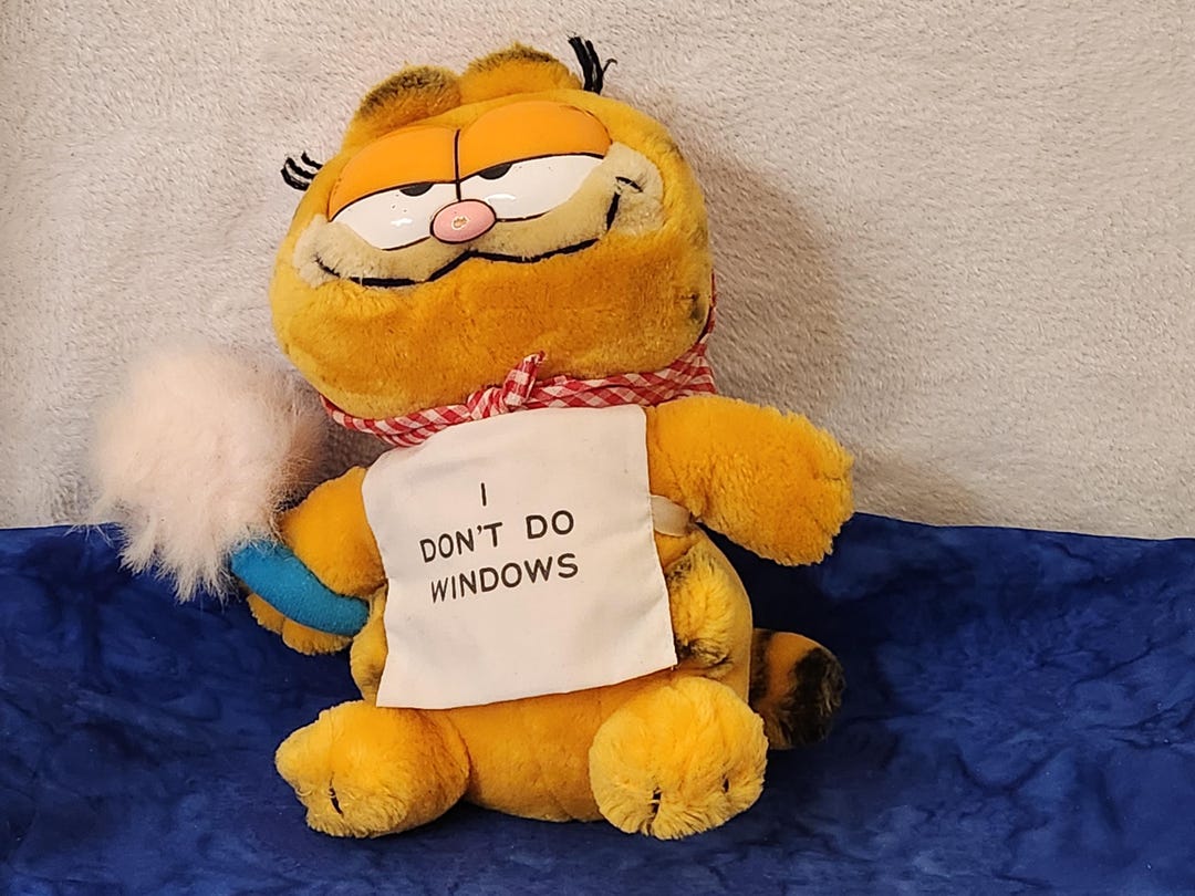 1981 I Don't Do Windows Garfield Plush, Vintage Garfield Plush, Gift ...