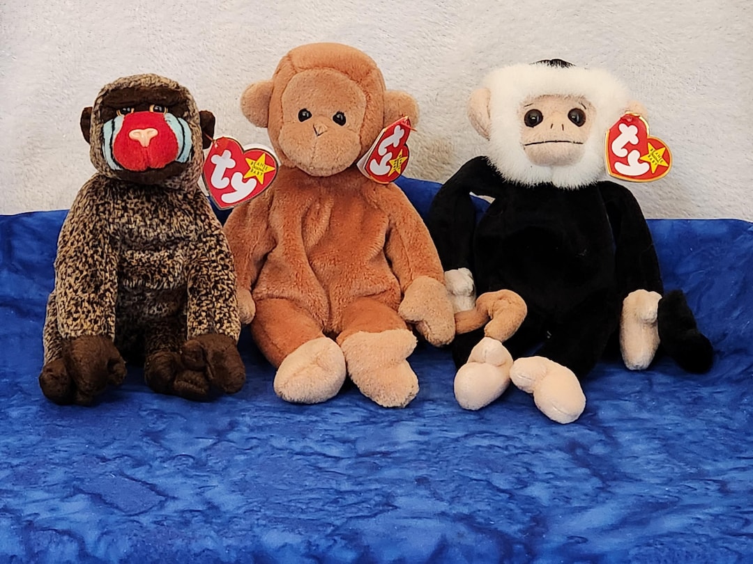 Beanie Babies Monkeys Cheeks Bongo or Mooch, Gift for Monkey Lovers ...