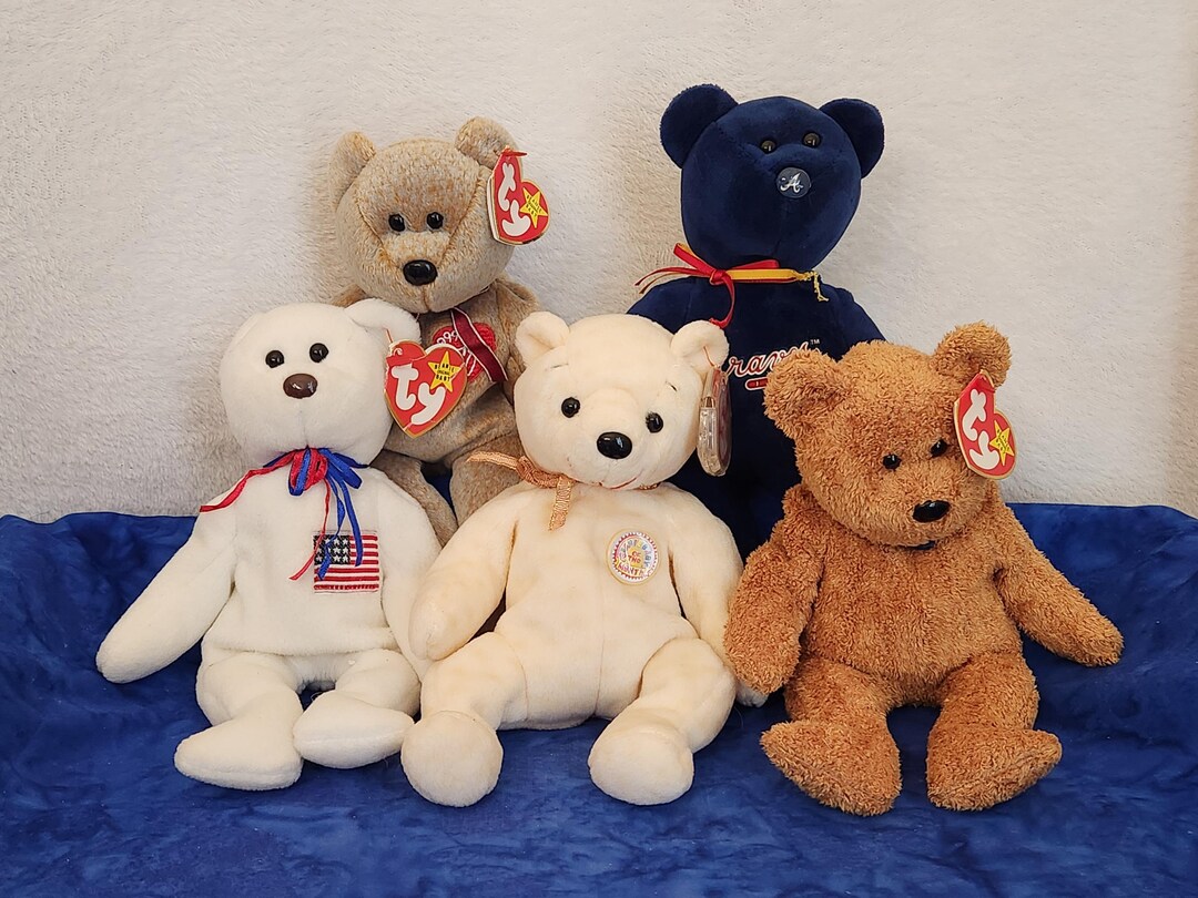 Beanie Baby 1999 Signature Bear Liberty Bear Atlanta Braves Bear ...