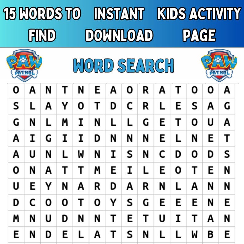 Paw Patrol Wordsearch | Printable Digital Puzzle | Fun Kids Activity ...