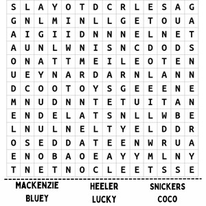 Bluey Wordsearch | Printable Digital Puzzle | Fun Activity for Kids ...