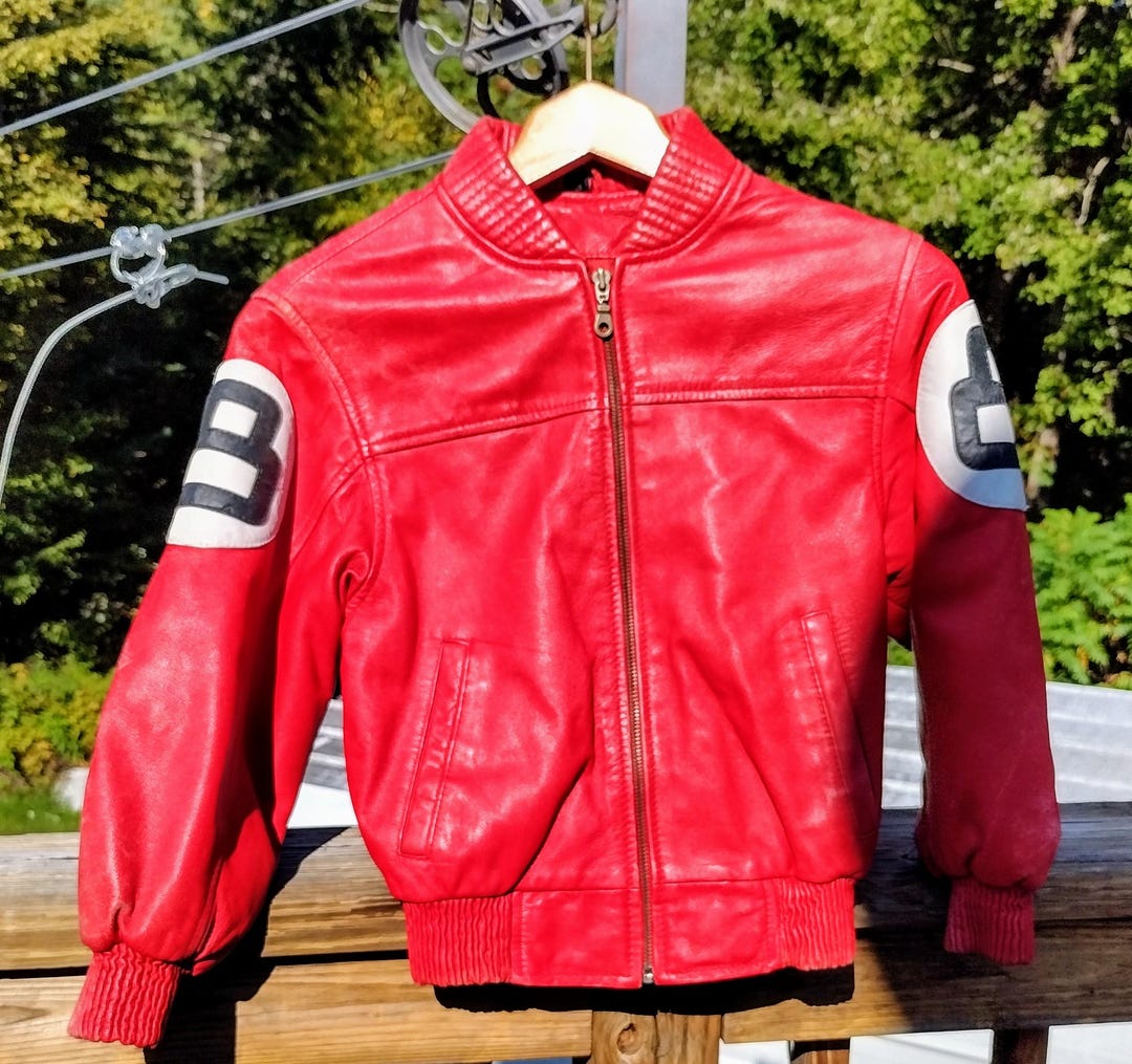 Leather Jacket Red and White 8 Ball Jacket Bomber Jacket Hip Hop - Etsy