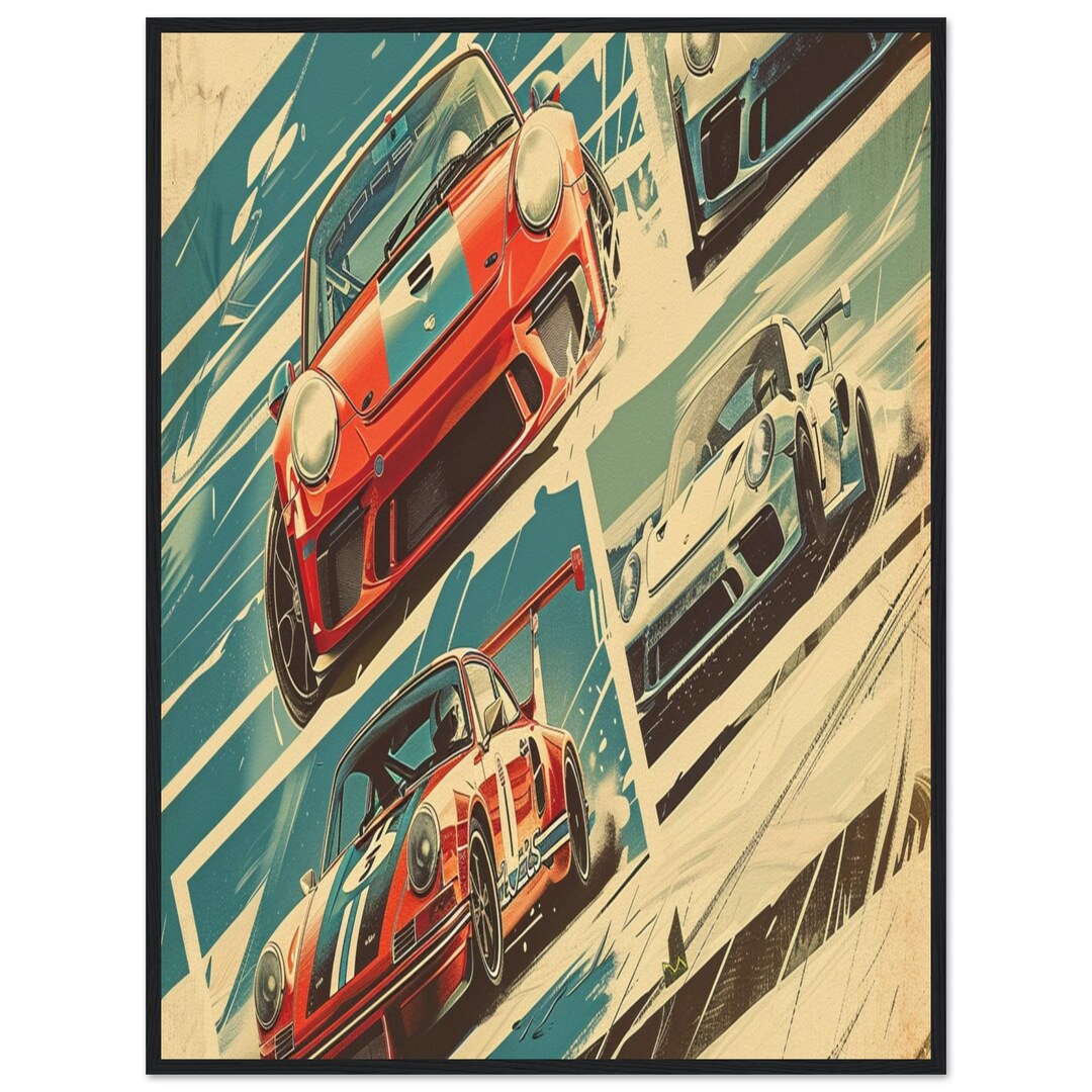 Vintage Porsche 911 Collage Fine Art Poster - Eco-friendly, Giclée ...