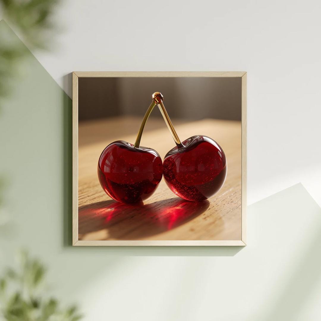 Glass Cherries Artwork | Cinematic Red Crystal Still Life | Ultra ...