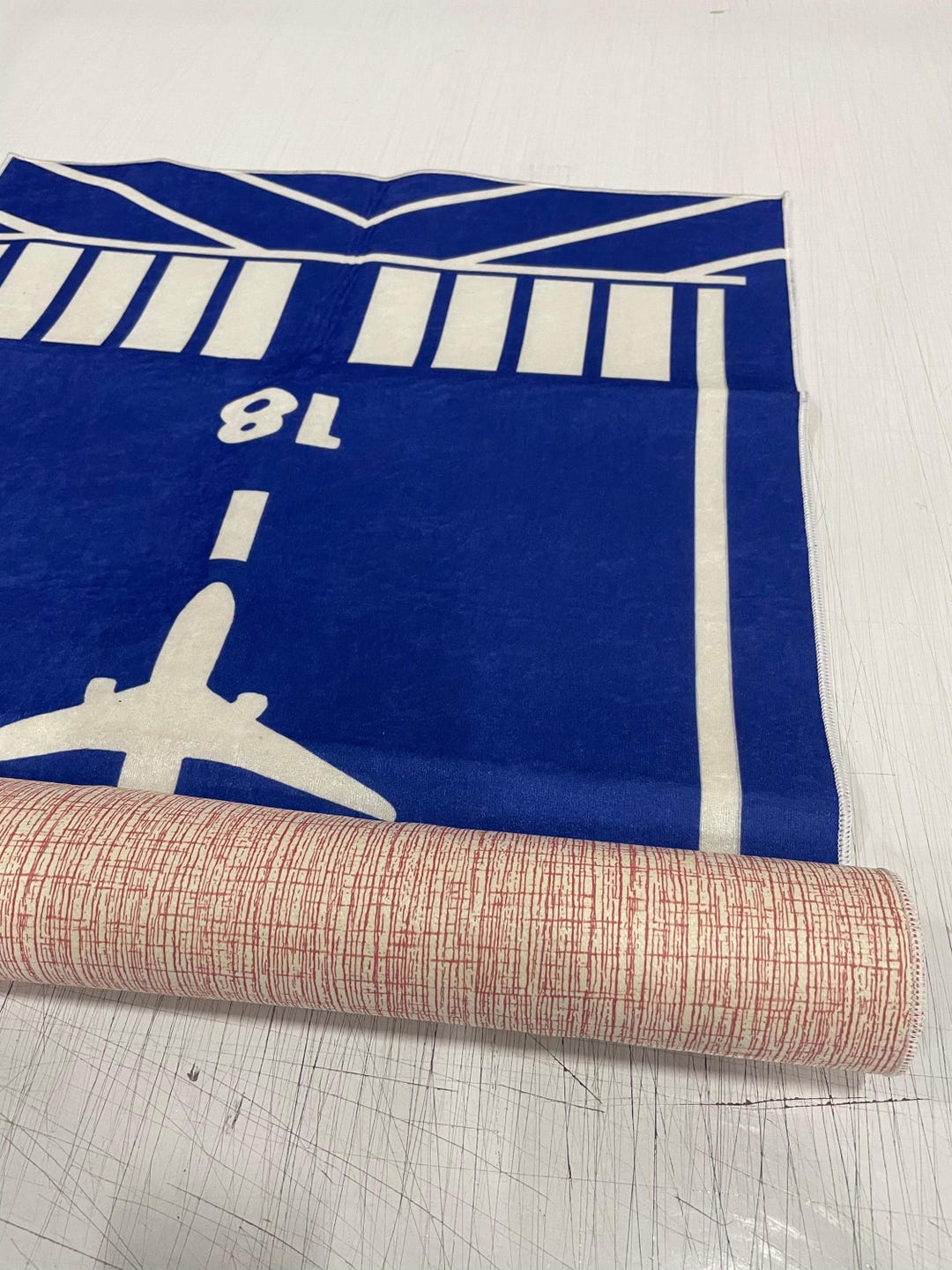 Airplane Runway Theme Kids Rug, Boys Room Rug, Airport Play Rug, Non ...
