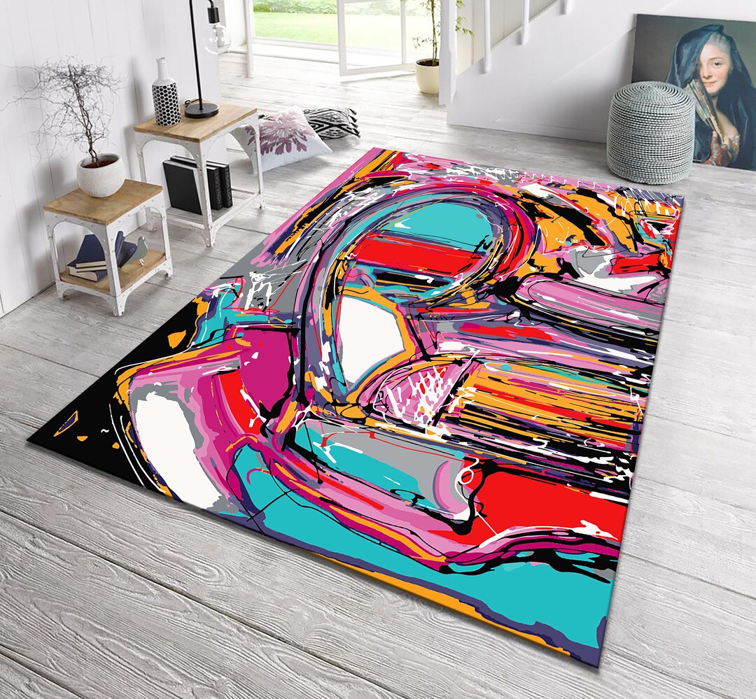 Graffiti Area Rug: Colorful Street Art Style, Machine Washable - Etsy