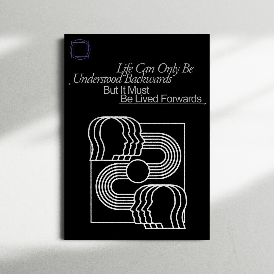 Philosophy Poster, Spiritual Wall Art, Kierkegaard: "life Can Only Be ...