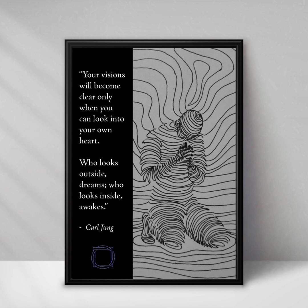 Carl Jung Philosophy Poster, Quote Print, "who Looks Outside, Dreams ...