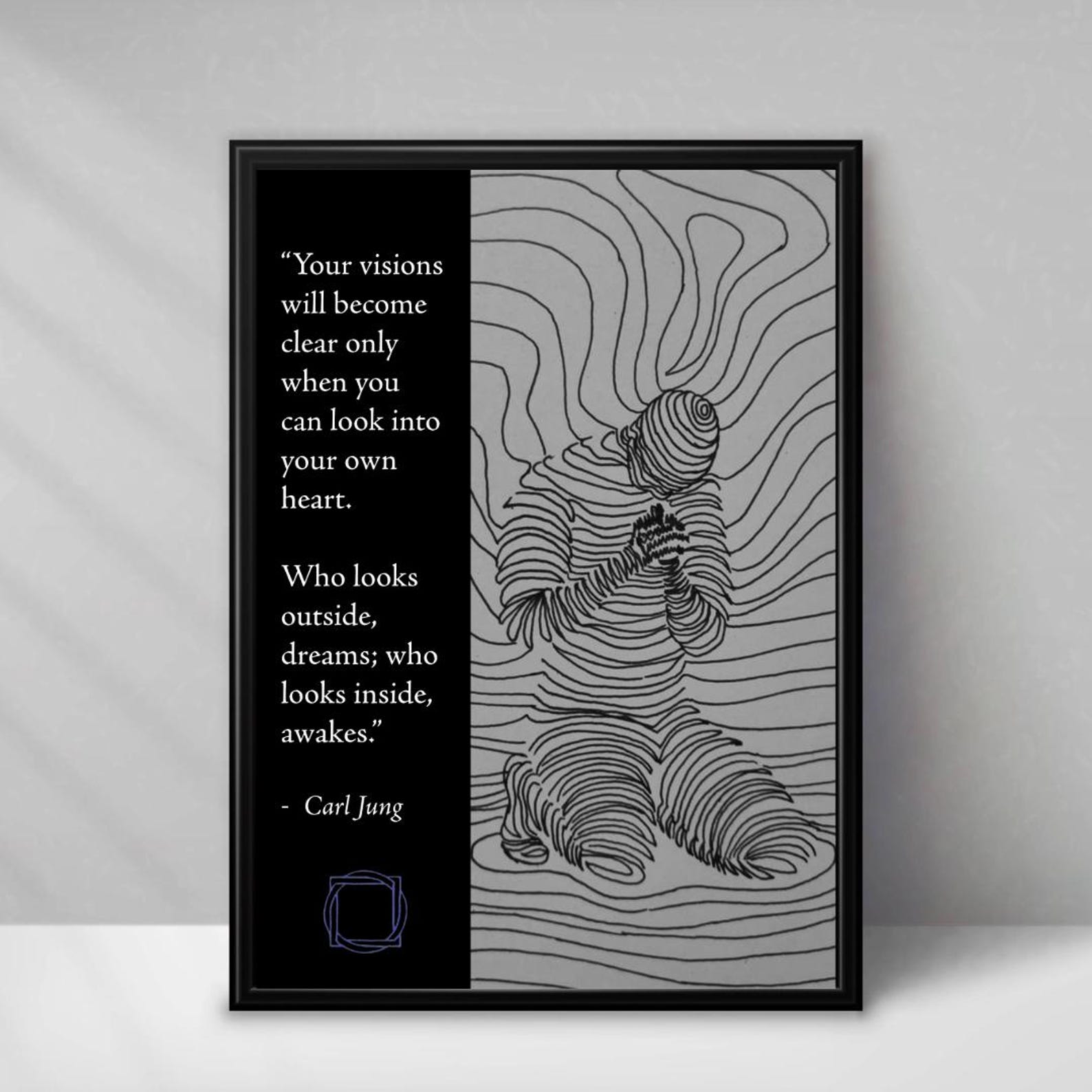 Carl Jung Philosophy Poster, Quote Print, "who Looks Outside, Dreams ...