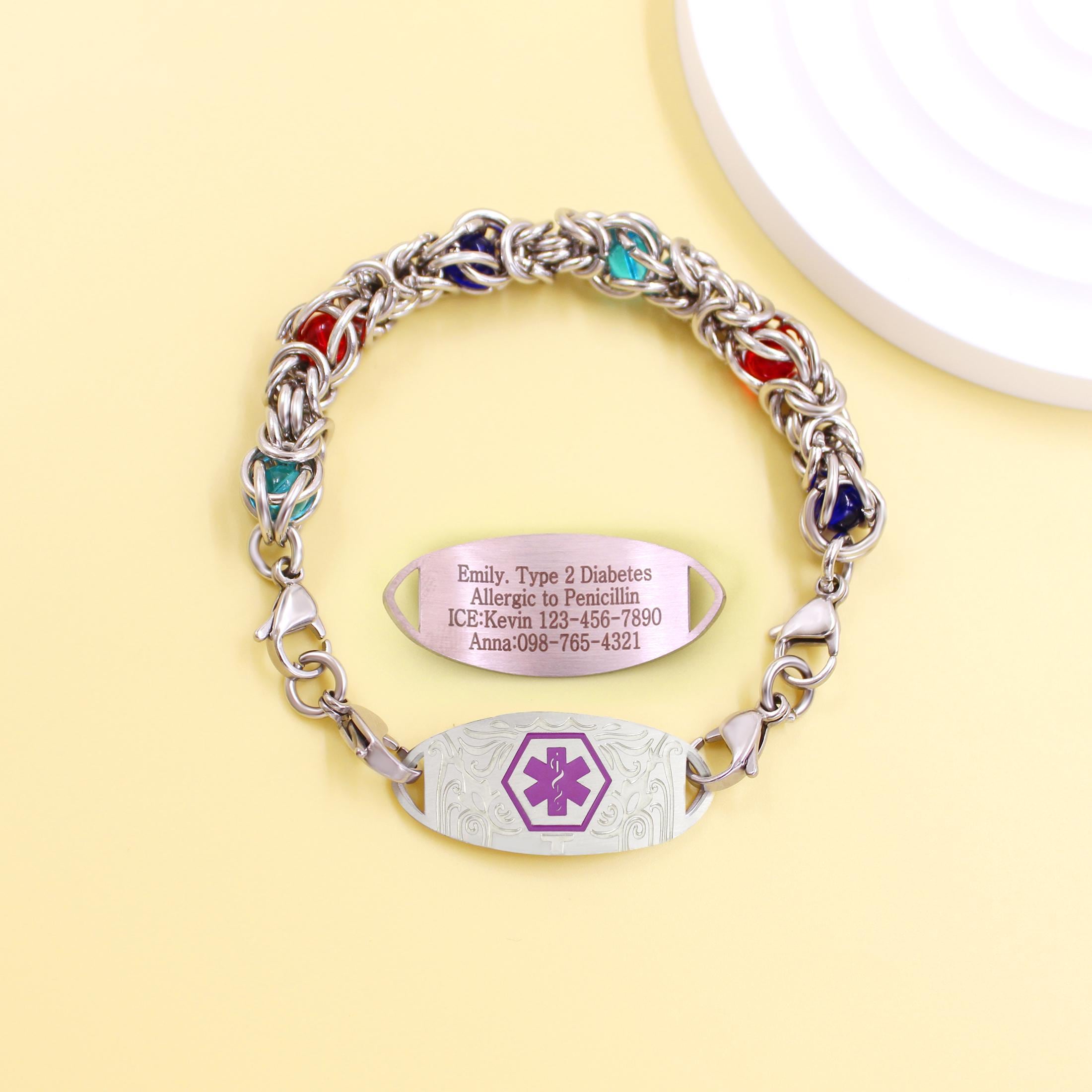Custom Text & Dynamic QR Code Medical Alert Bracelet: Engraved ID ...