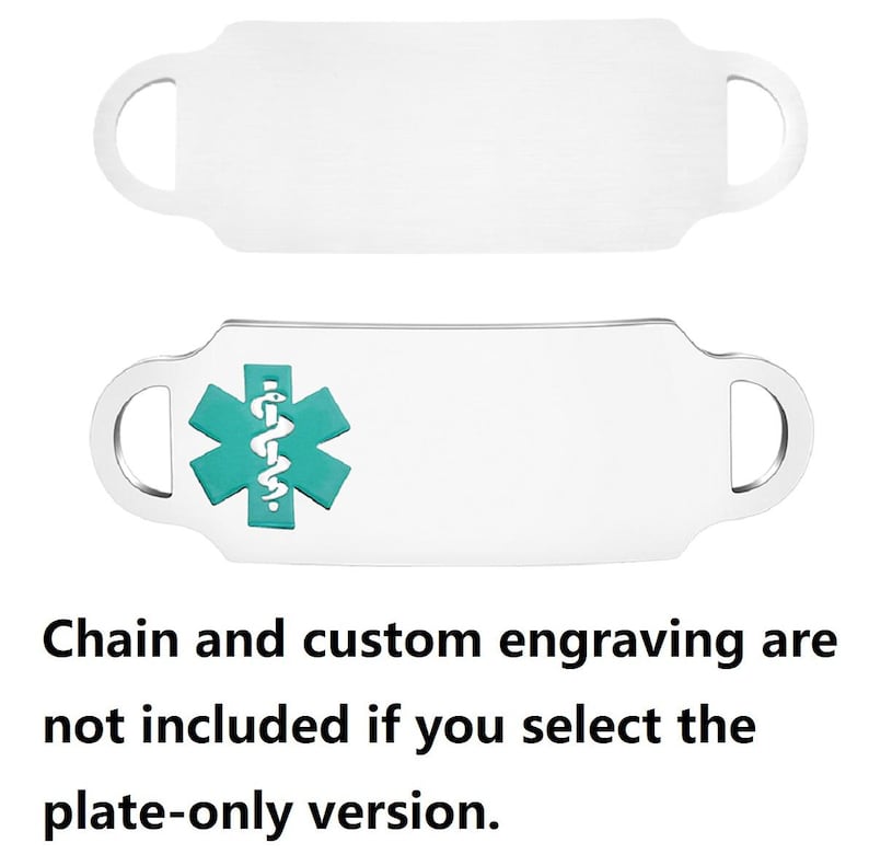 Teal Medical Alert Bracelet: Custom Engraved Stainless Steel ID With ...