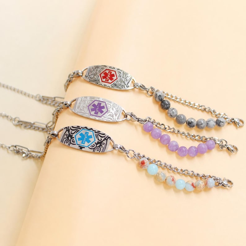 Personalized Double-layer Crystal Medical ID Bracelet | Healing ...