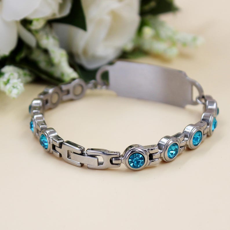Teal Medical Alert Bracelet: Custom Engraved Stainless Steel ID With ...