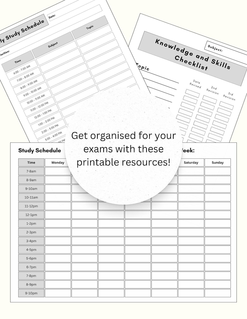 Study Schedule, Revision Timetable, Student Planner, Exam Planning - Etsy