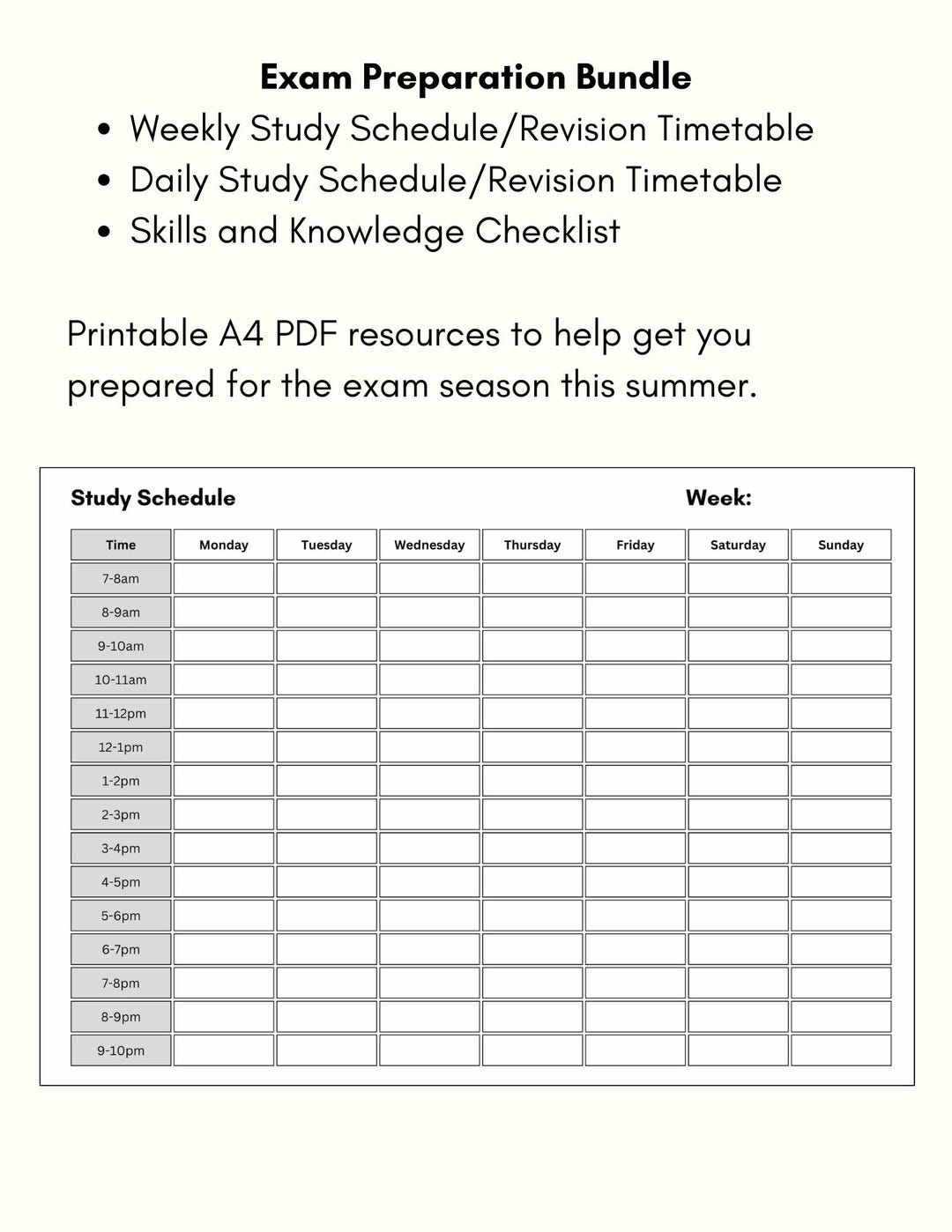 Study Schedule, Revision Timetable, Student Planner, Exam Planning - Etsy