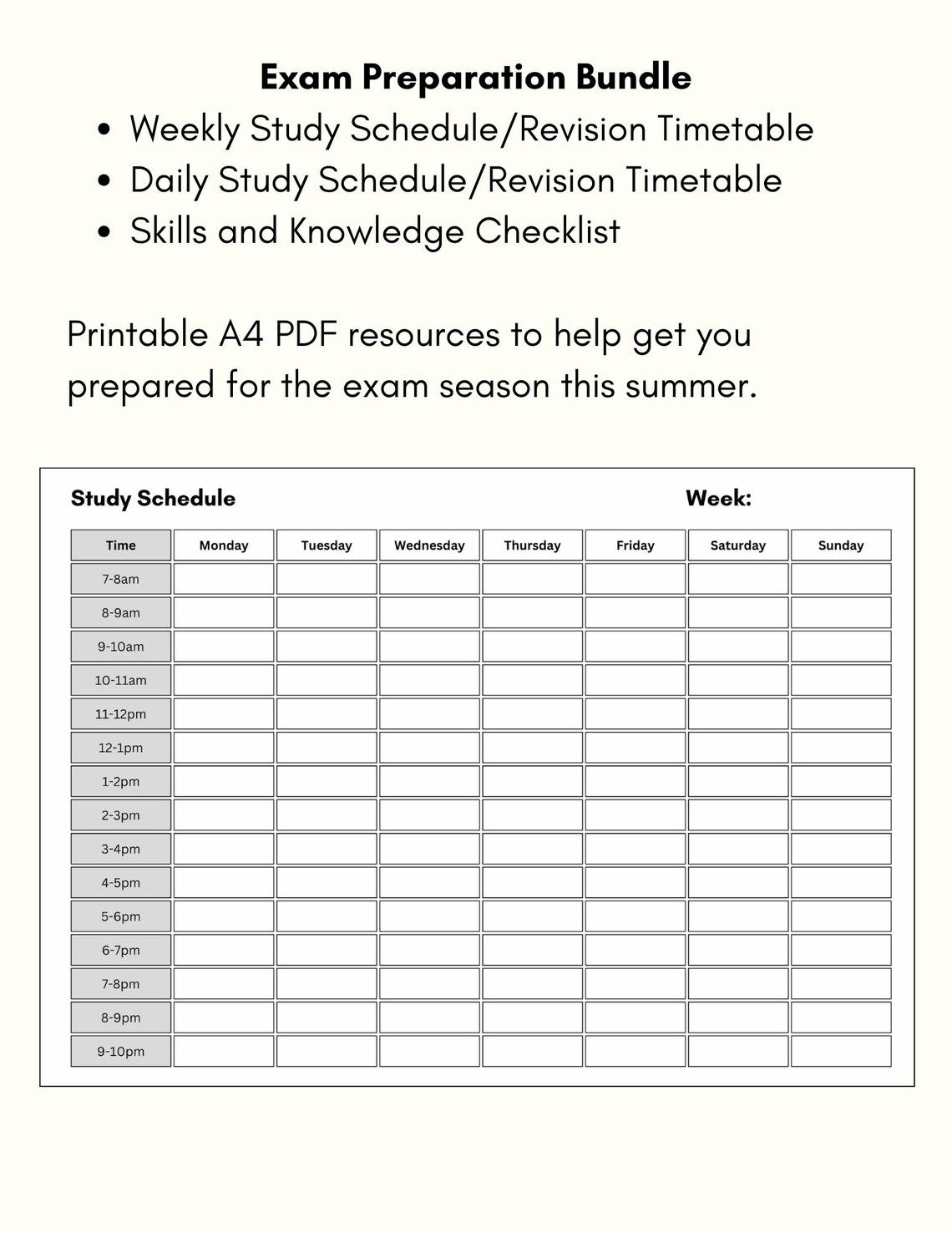 Study Schedule, Revision Timetable, Student Planner, Exam Planning - Etsy
