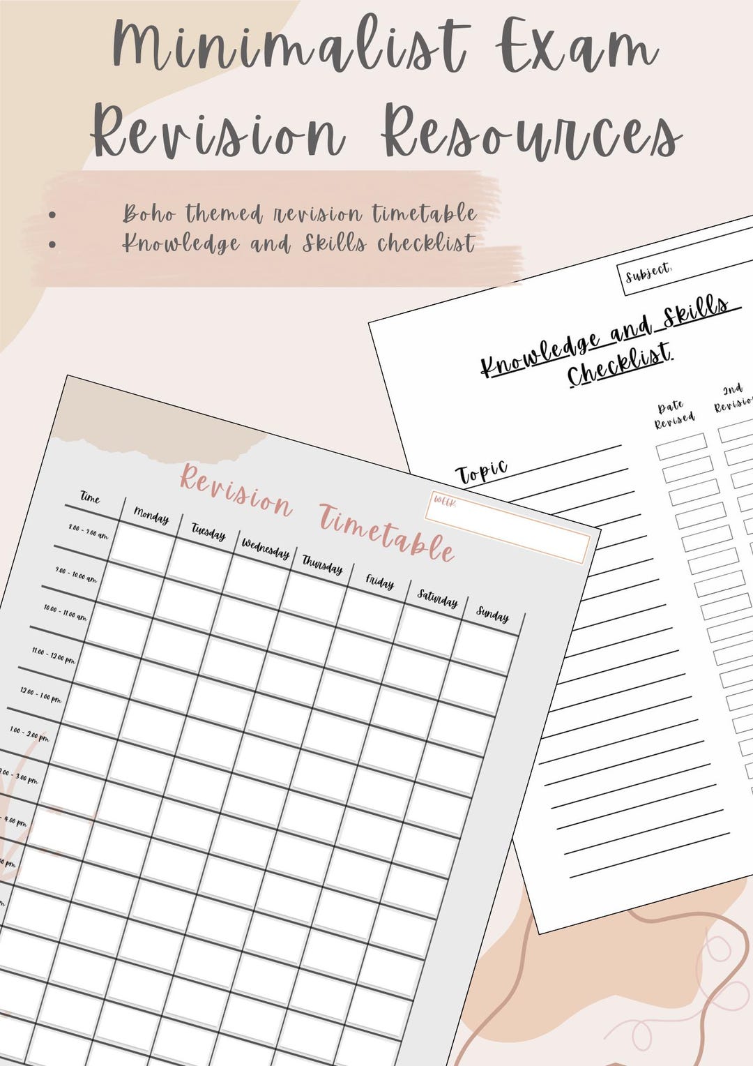 Minimalist Printable Revision Resources in A3 and A4. Includes a ...
