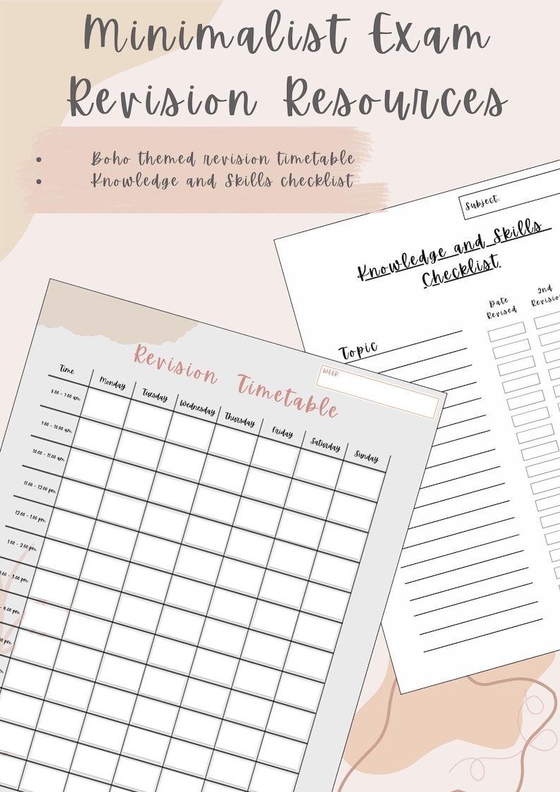 Minimalist Printable Revision Resources in A3 and A4. Includes a ...