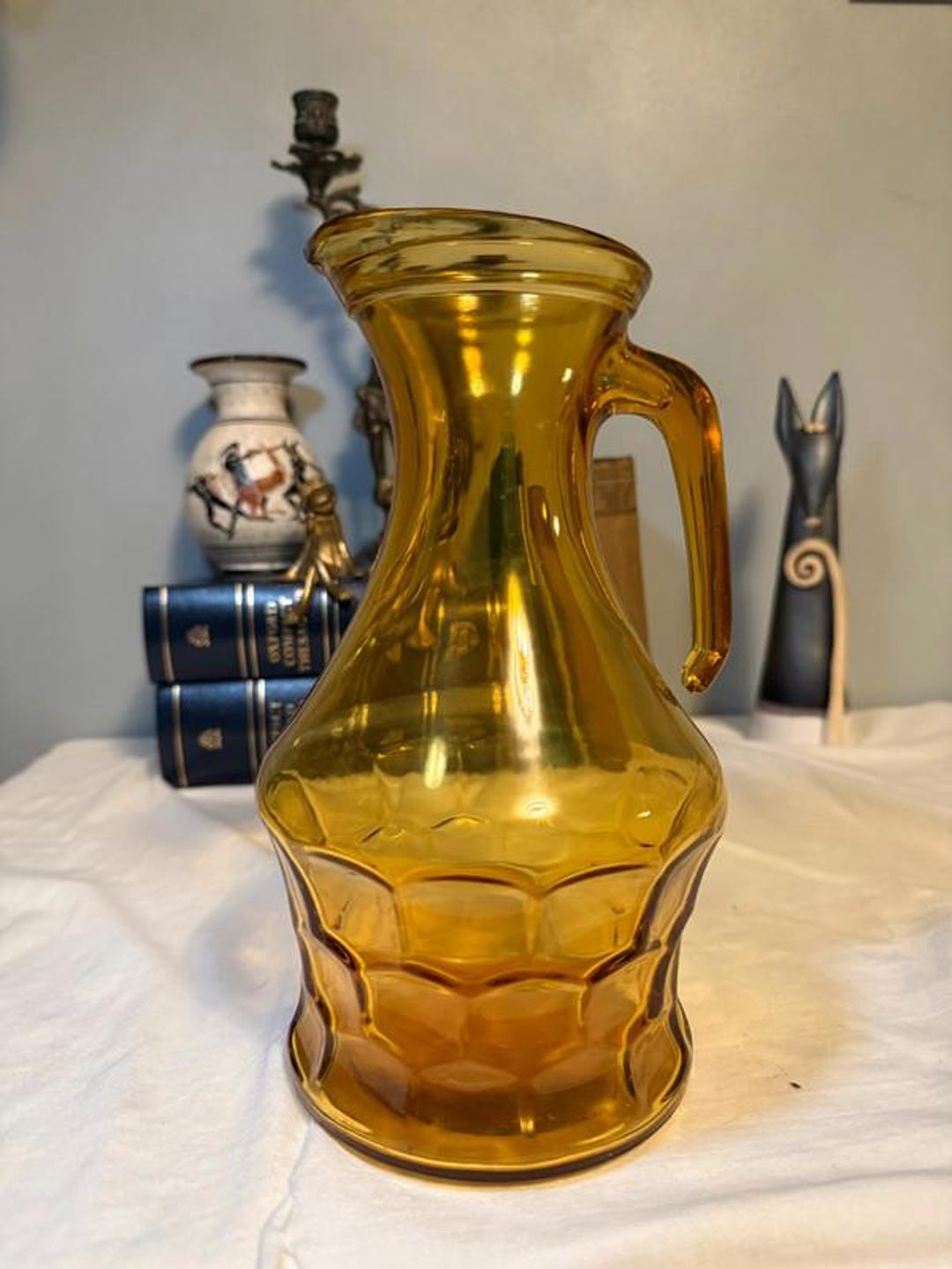 Vintage 1960s-70s Italian Amber Glass Pitcher Enesco Bormioli Parma ...