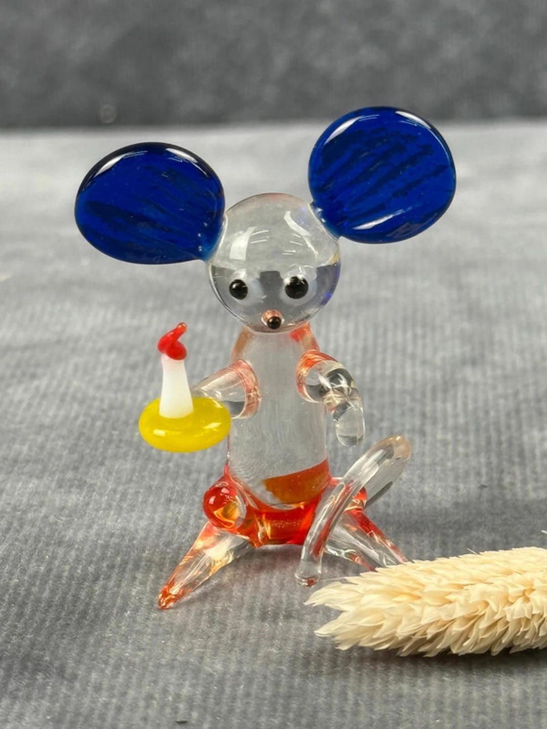 Miniature Glass Mouse Figurine – Mickey Style Collectible - Etsy