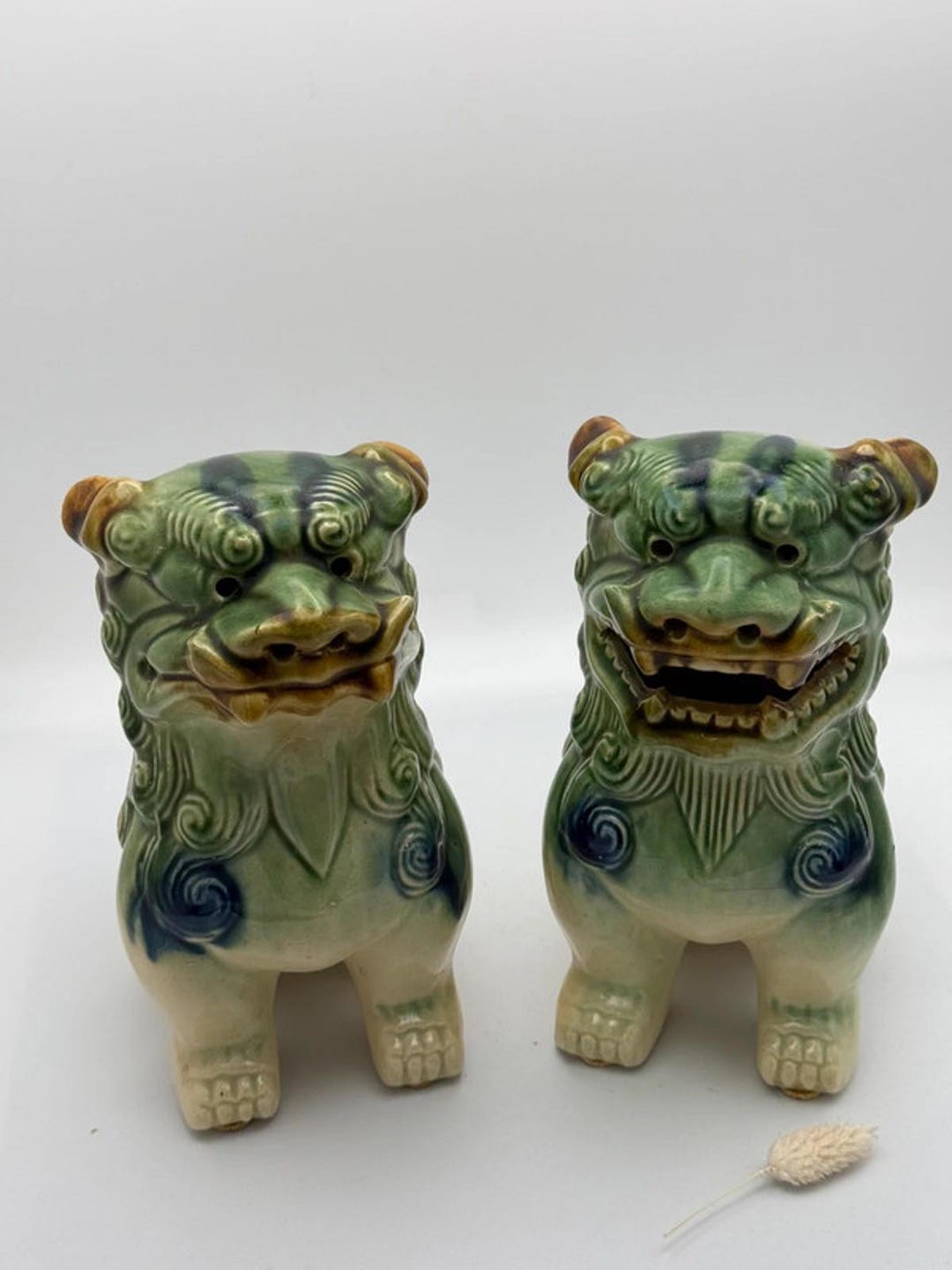 Pair of Small Blue and Green Foo Dogs – Chinese Guardian Lions - Etsy
