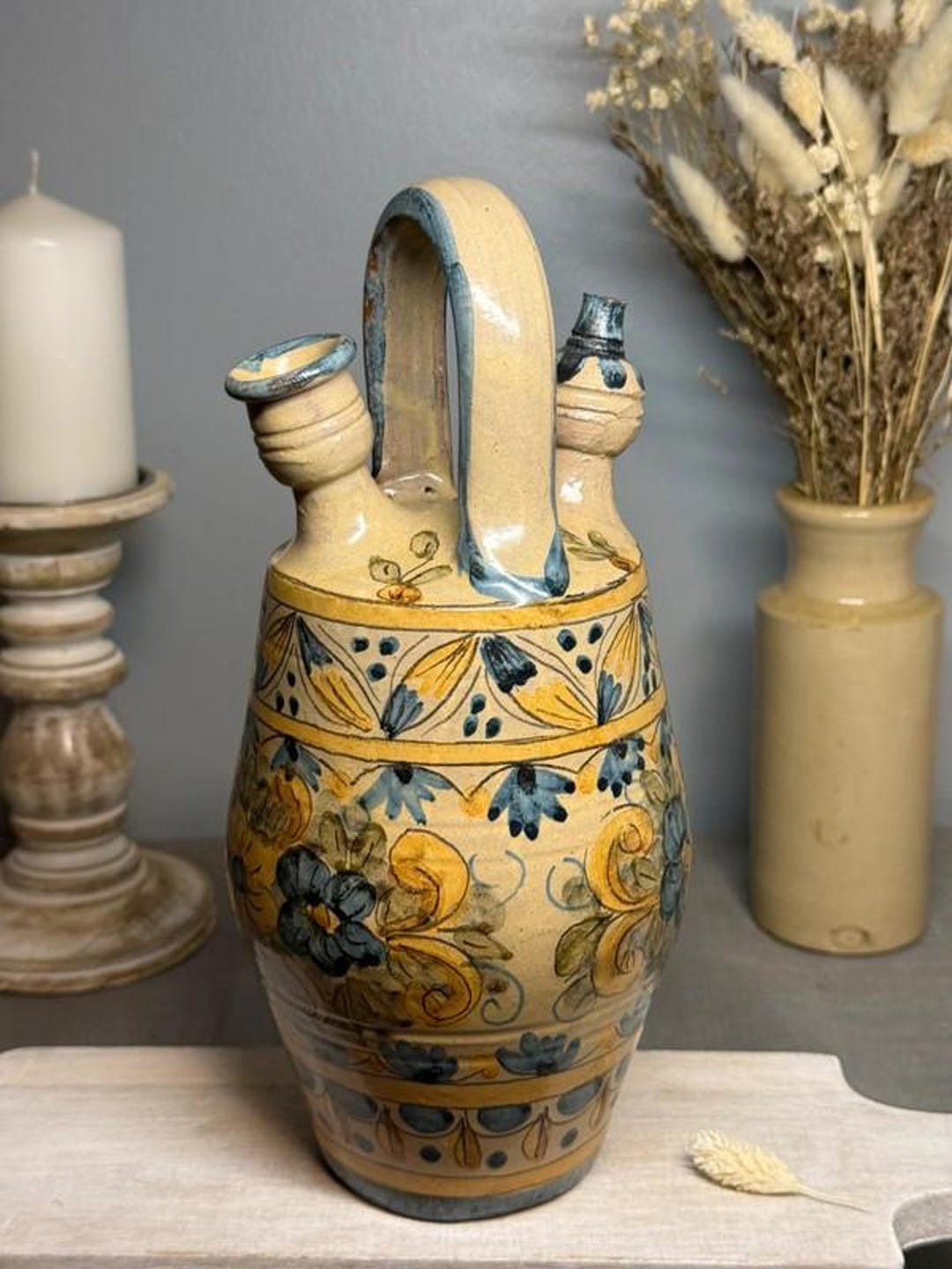 Antique Spanish Botijo – Hand-painted Double-spouted Water Jug - Etsy