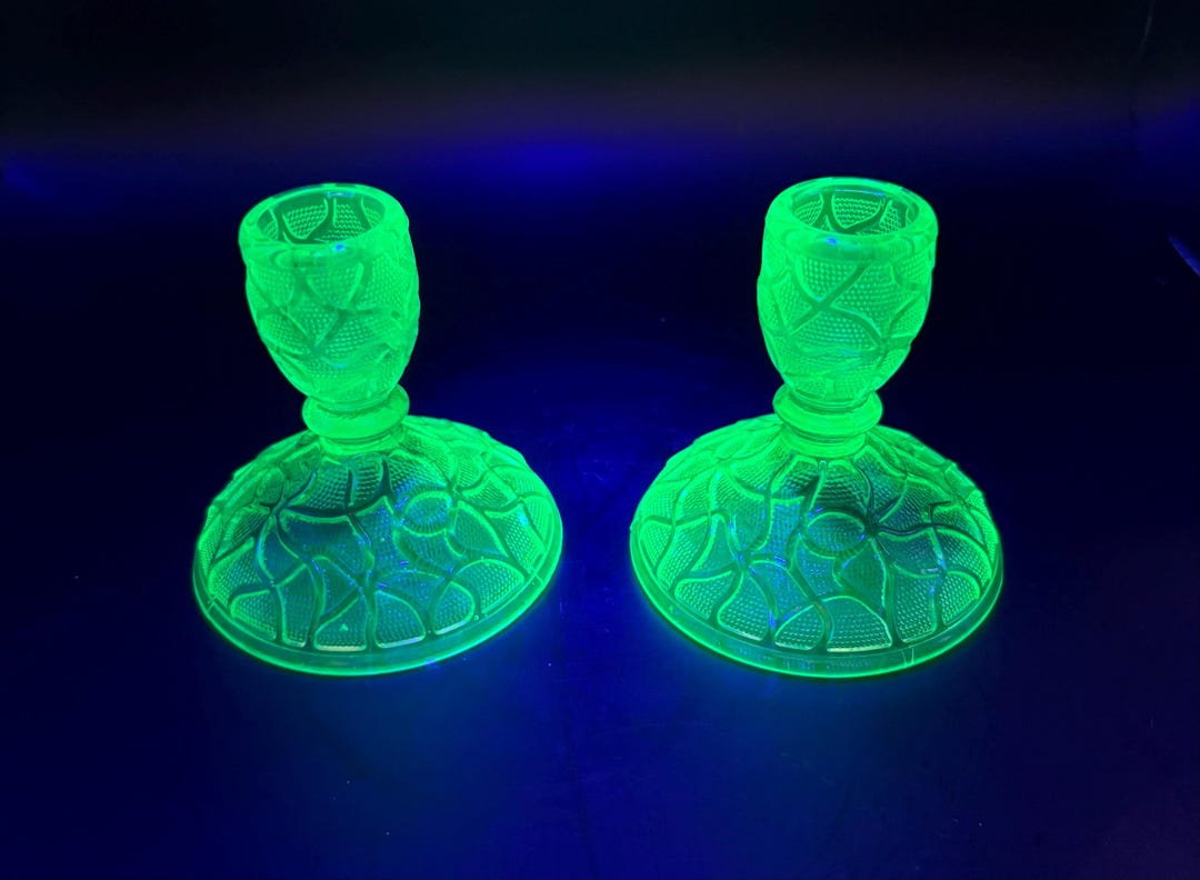 Uranium Imperial Glass Candlestick Holders - Etsy