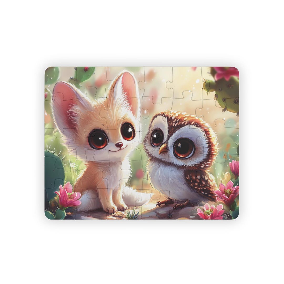Desert Animal Puzzle (30 Pieces) | Fennec Fox & Owl Among Blooming ...
