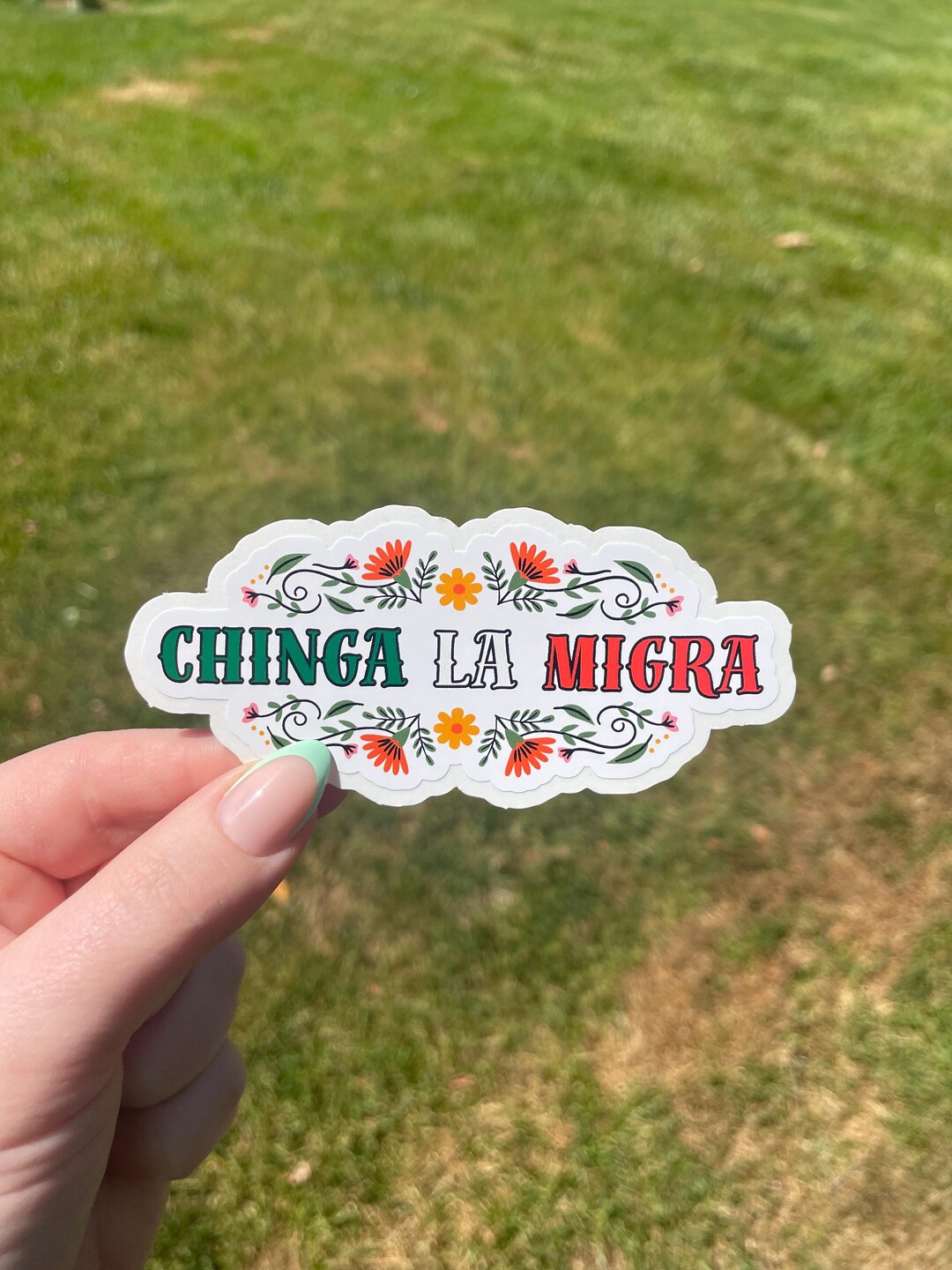 Chinga La Migra (floral) Sticker - Etsy