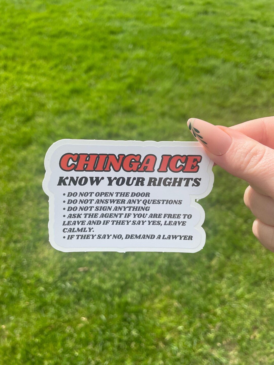 Chinga Ice Red Card Text, Know Your Rights Sticker - Etsy