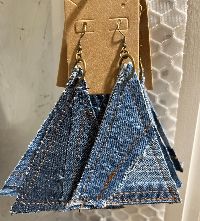 Vintage Denim Earrings | Recycled Denim Earrings | Sustainable Fashion ...