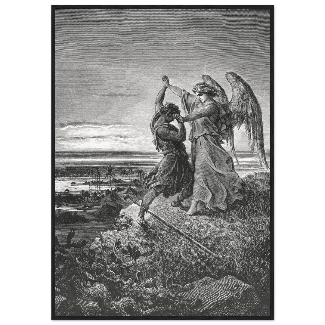 Gustave Doré's Jacob Wrestles With the Angel Framed Art Print on ...