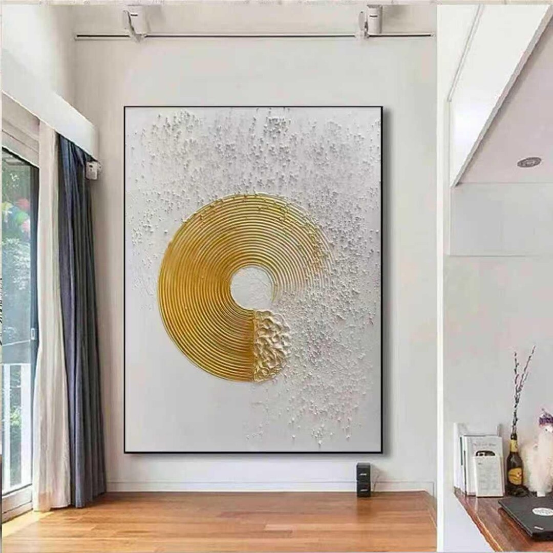 Textured Gold Enso Circle Painting: 3D Minimalist Abstract Art - Etsy