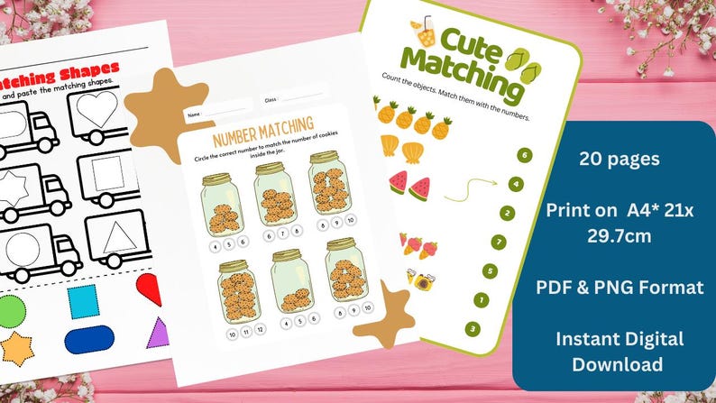 Preschool Matching Worksheets | Educational Printable for Toddlers - Etsy