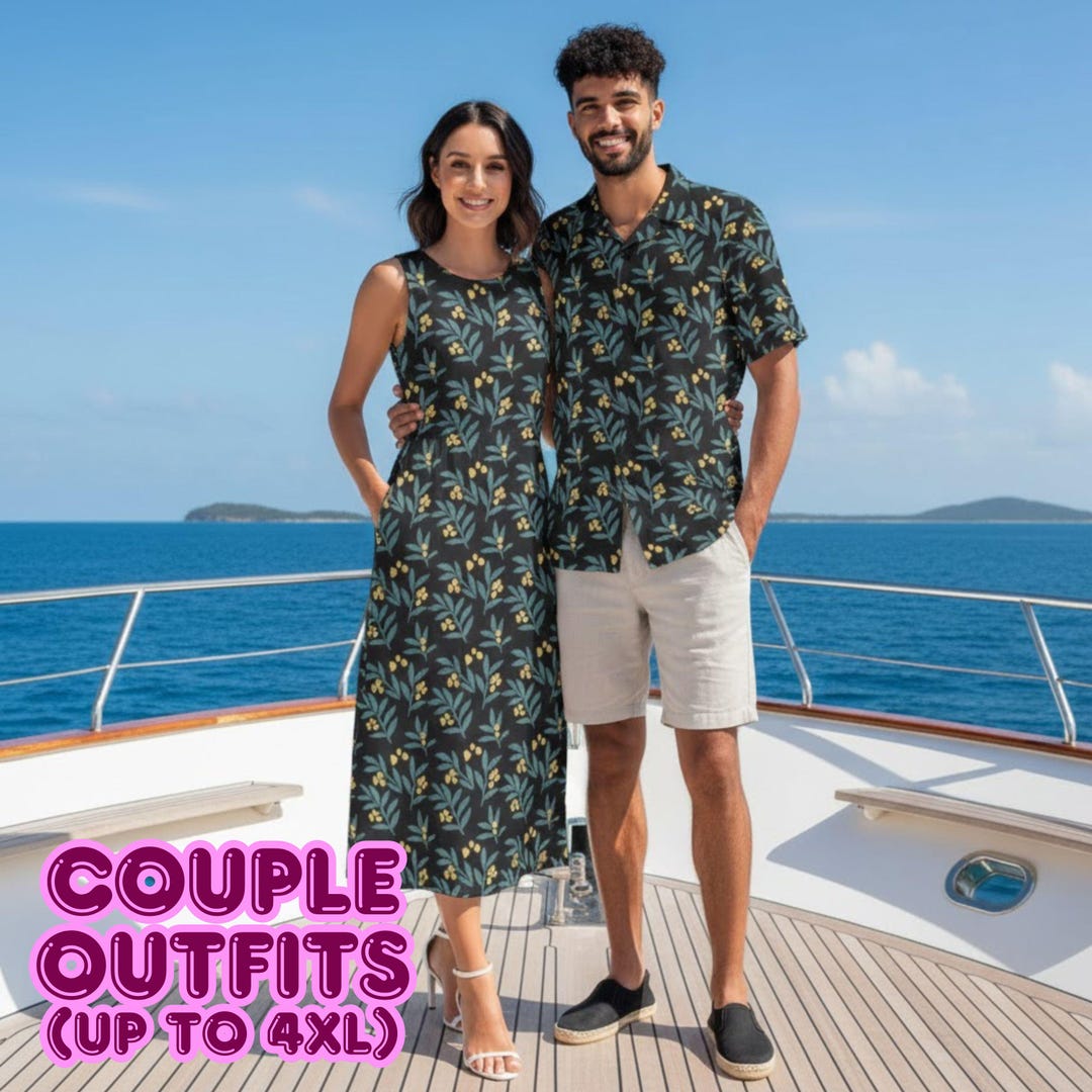 Matching Couple Outfits – Botanical Leaf Pattern | Women's Maxi Dress ...