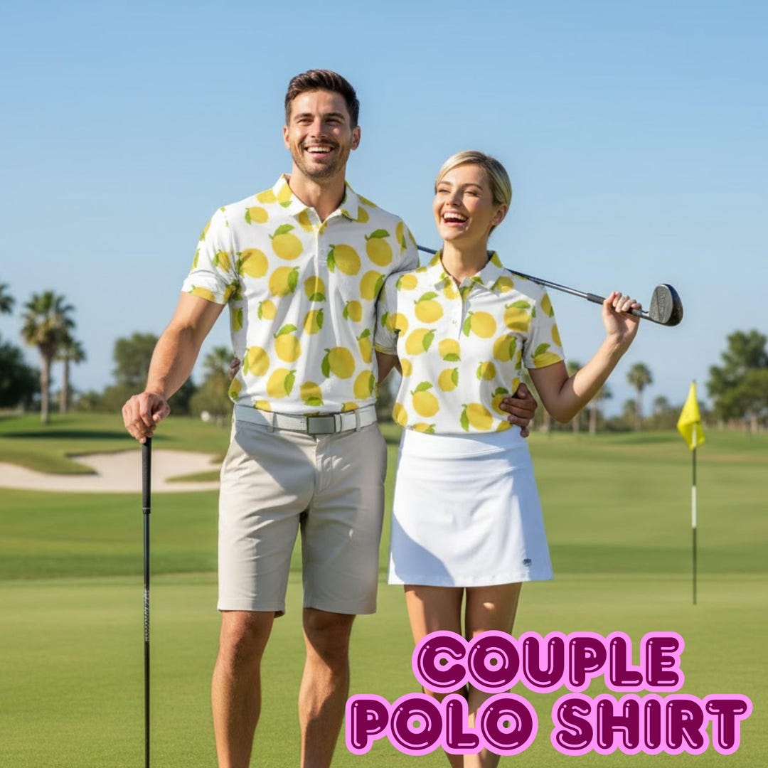White Lemon Matching Couple Polo Set | Fresh Summer Golf & Resort ...