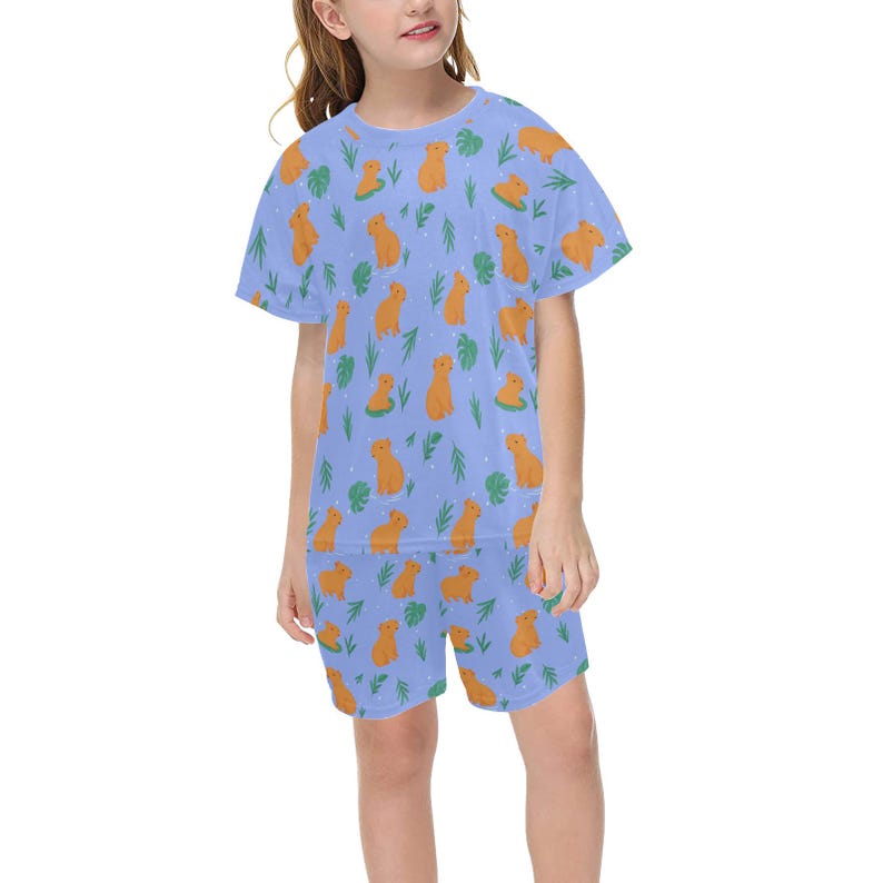 Capybara Pajama Set – All-over Capybara Print Sleepwear | Short Sleeve ...