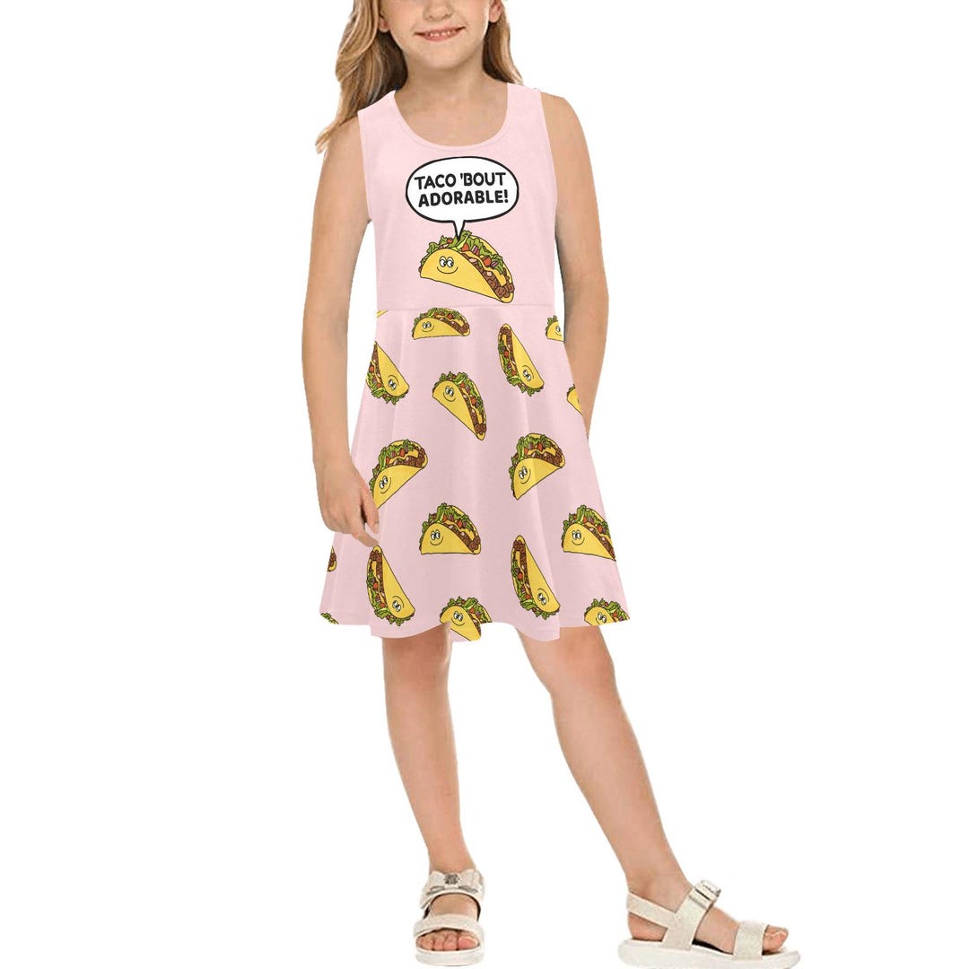 Taco 'bout Adorable – Kawaii Taco Print Pink Sundress | Cute Summer ...