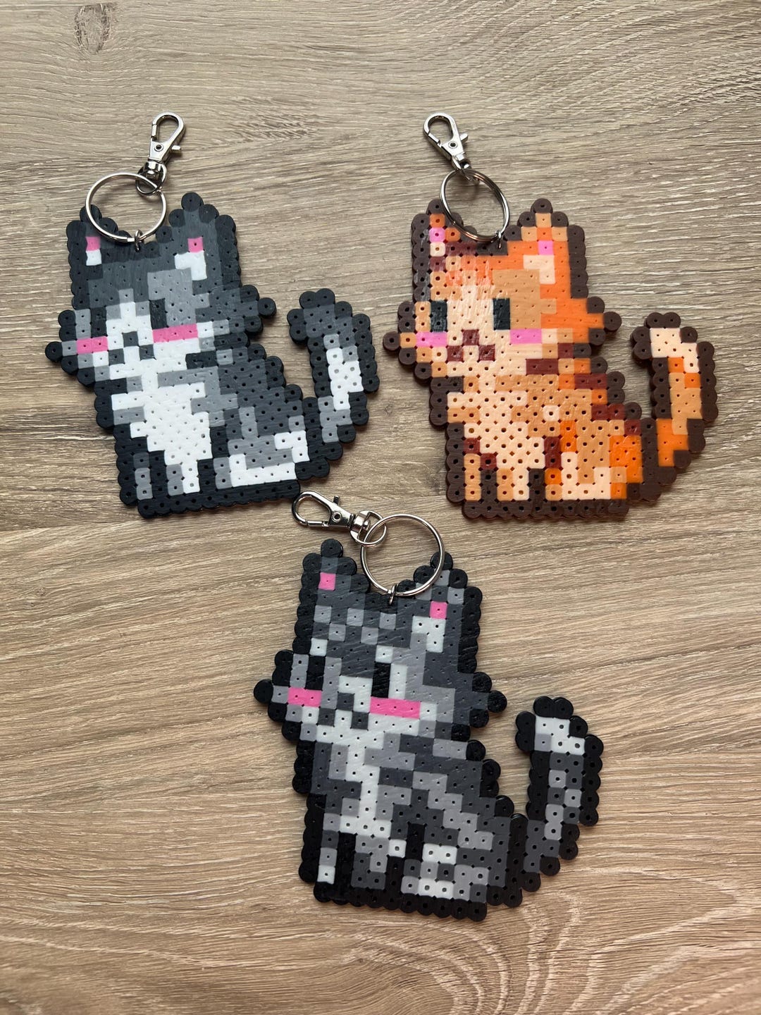 Cute Cat Perler Bead Keychain - Etsy
