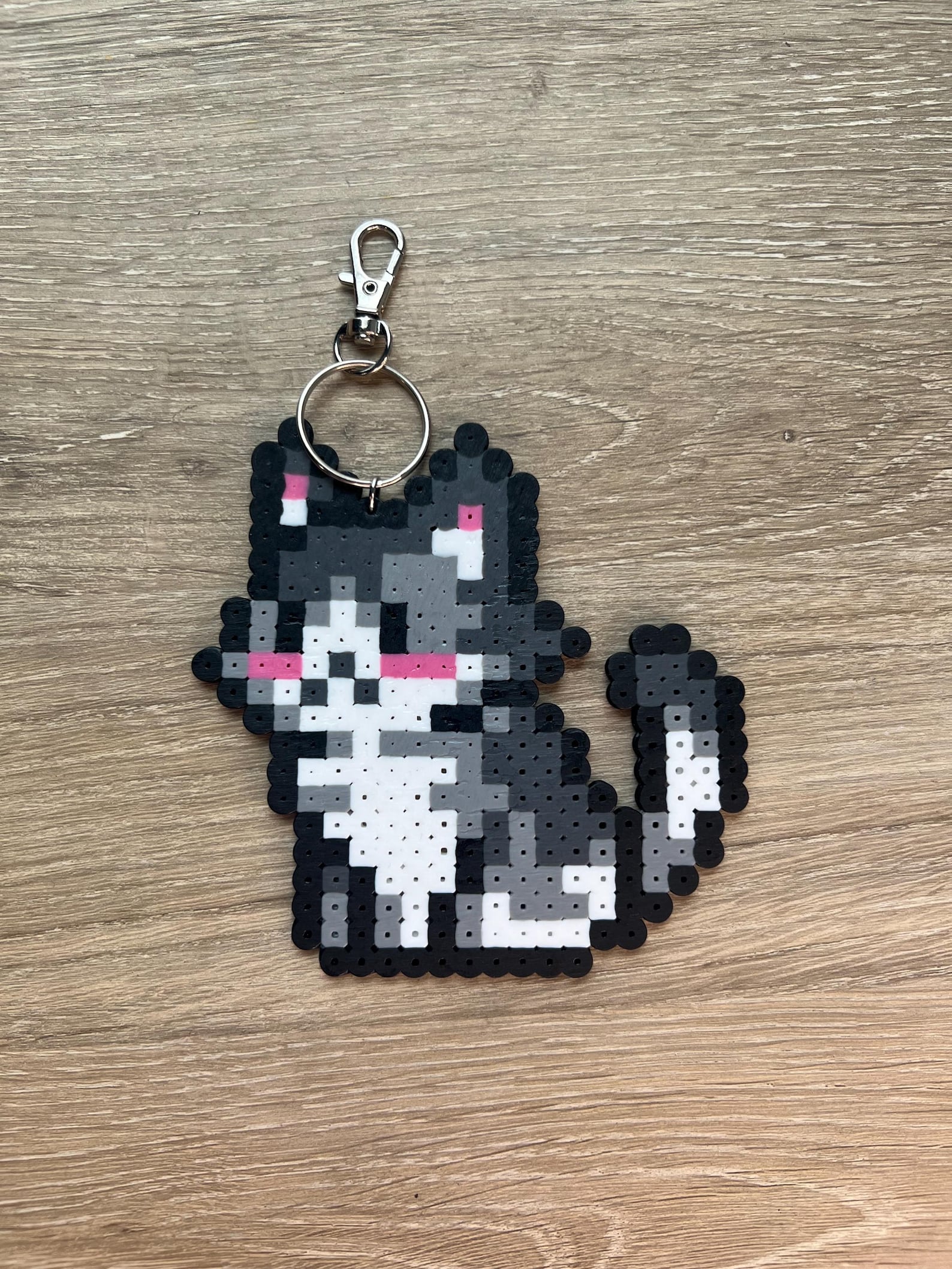 Cute Cat Perler Bead Keychain - Etsy