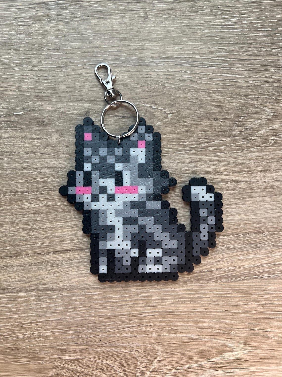 Cute Cat Perler Bead Keychain - Etsy