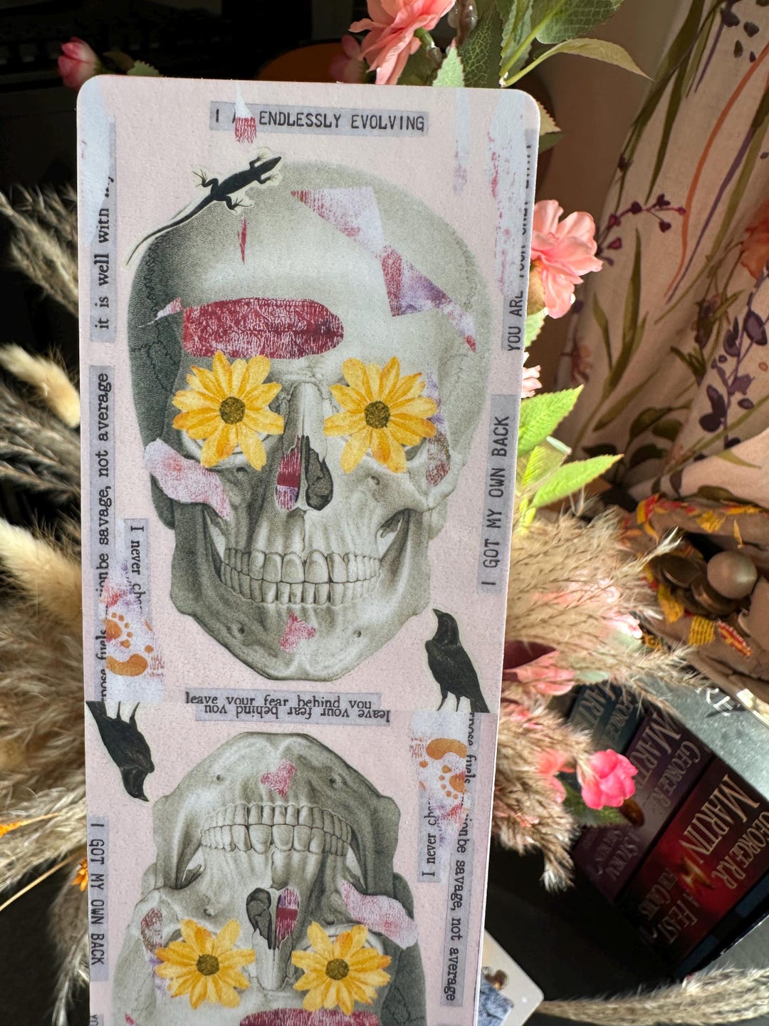 Skull Collage Bookmark- Dark Academia Aesthetic, Gothic Floral Art ...