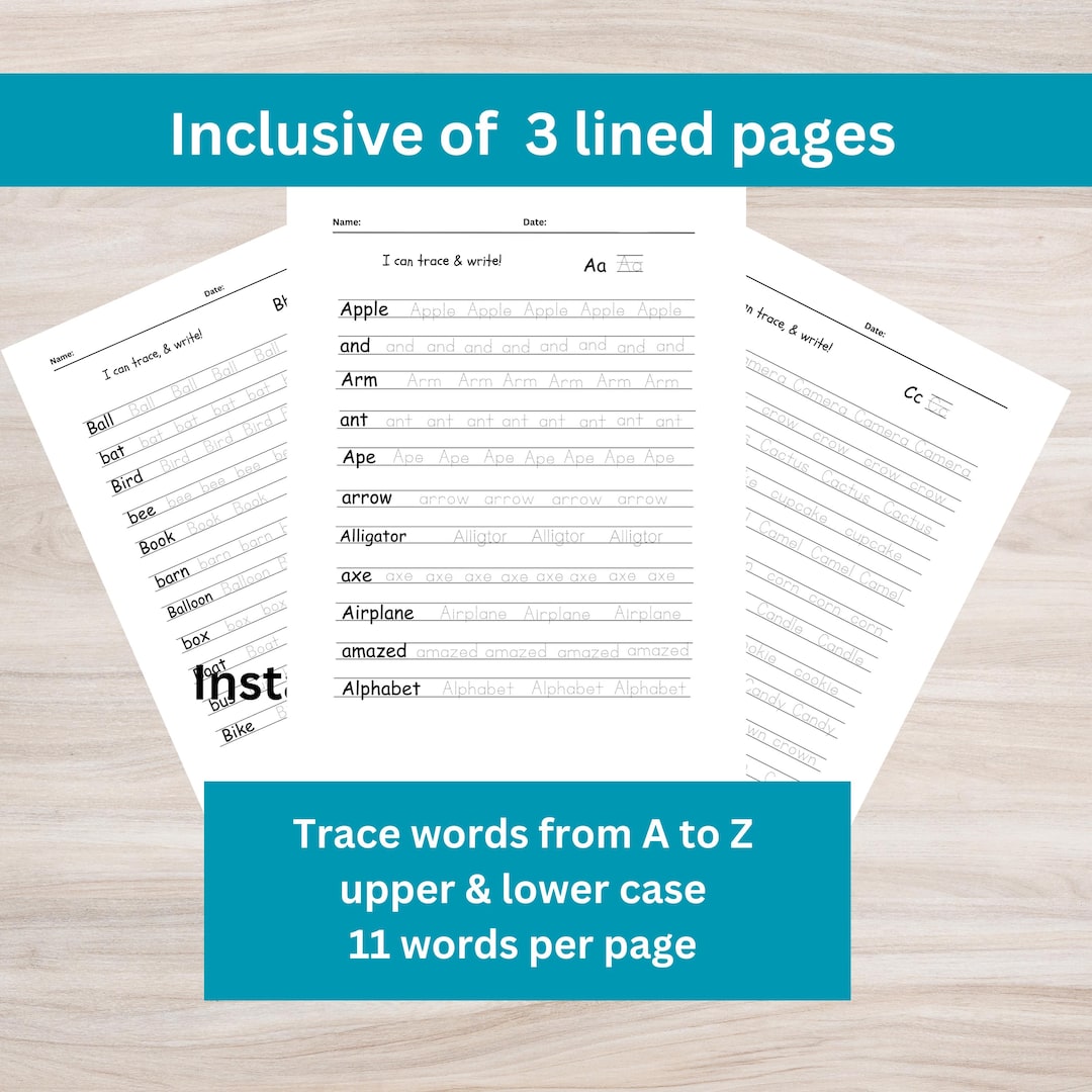 26 Trace the Words Worksheet, Printable Writing Activity, KG1 to Grade ...