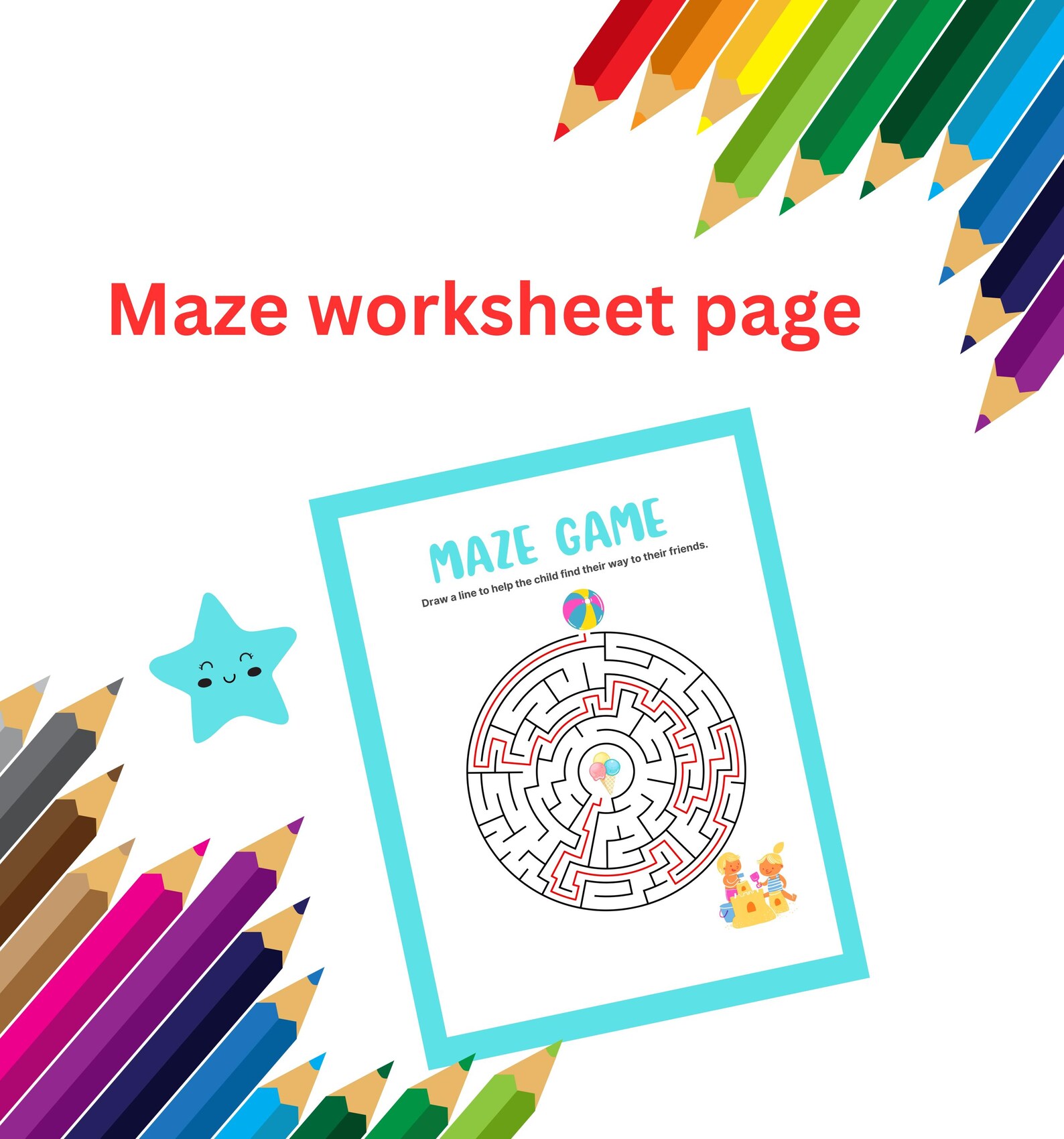 Printable Kids Maze Activity Worksheets| Maze for Kids| Maze Coloring ...