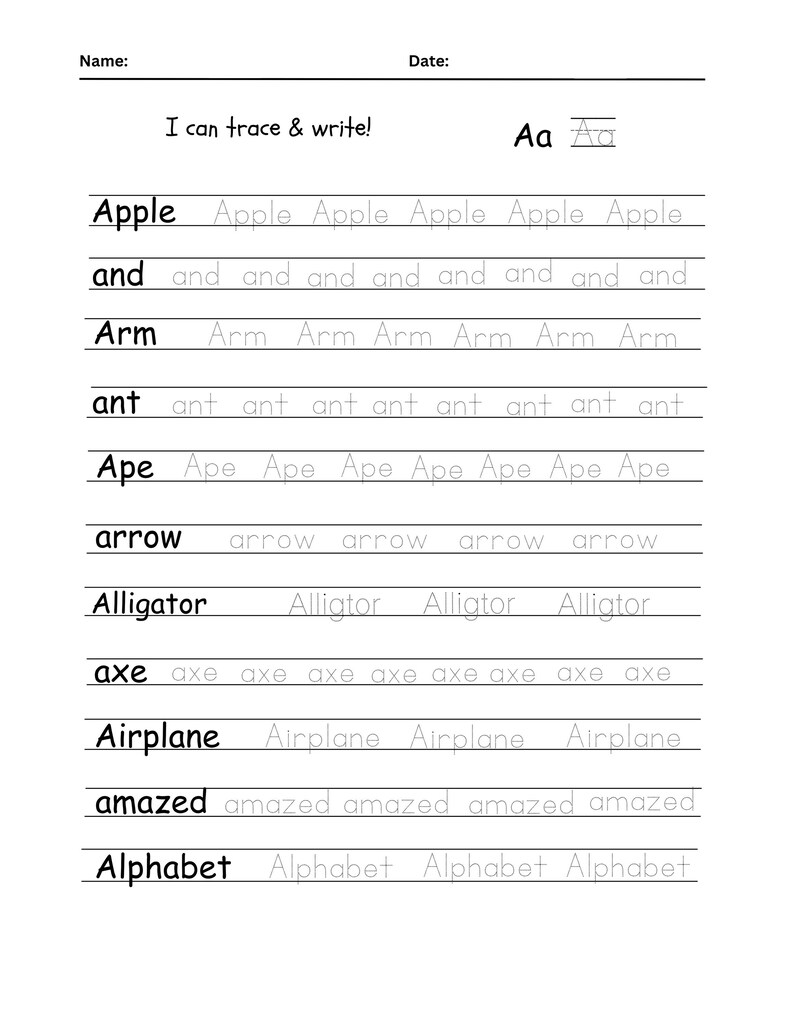 26 Trace the Words Worksheet, Printable Writing Activity, KG1 to Grade ...