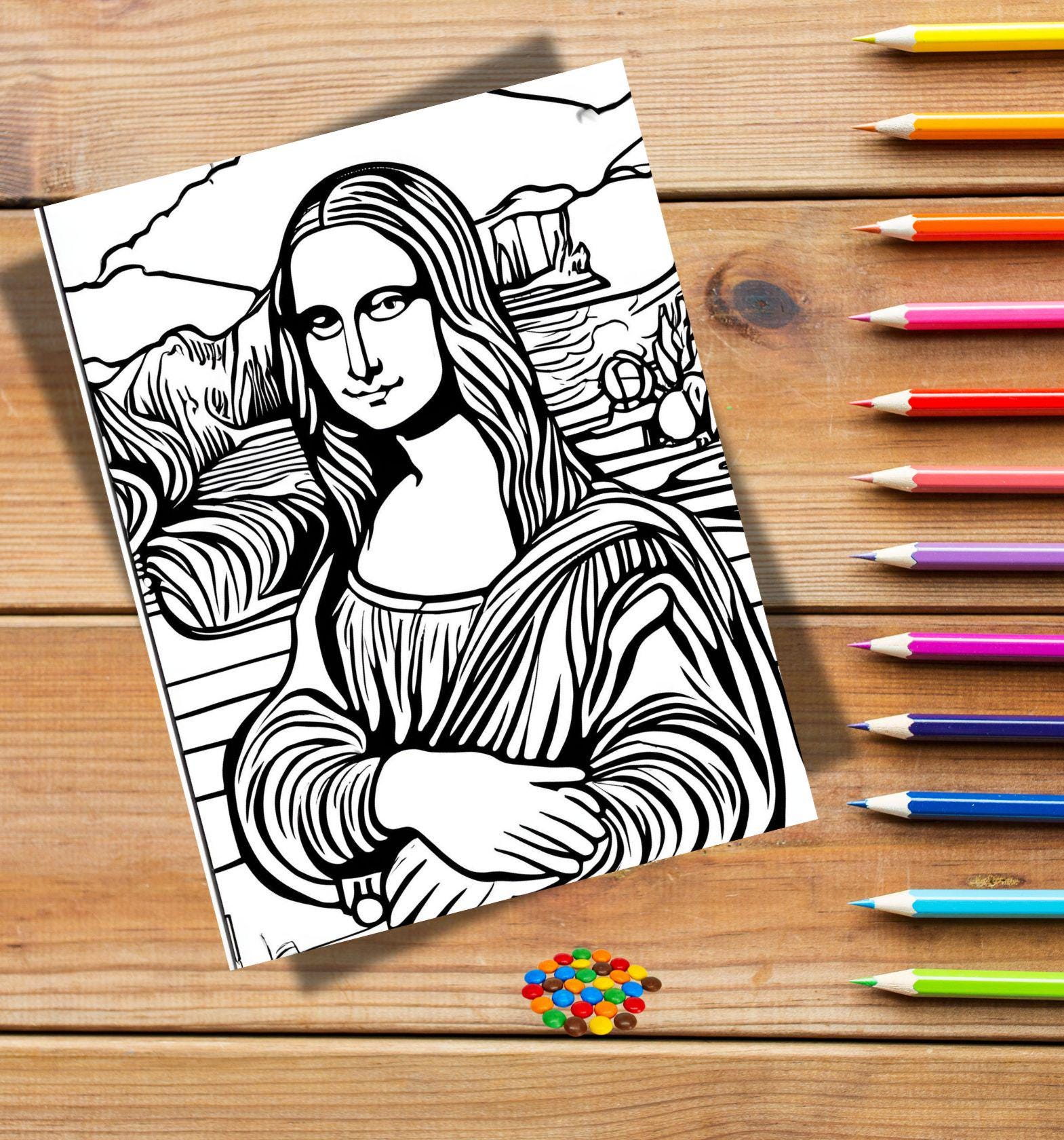 15 Mona Lisa Colouring Pages, Digital, Printable, Colouring for Kids ...