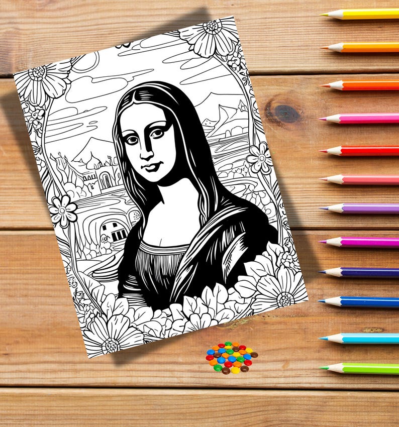 15 Mona Lisa Colouring Pages, Digital, Printable, Colouring for Kids ...