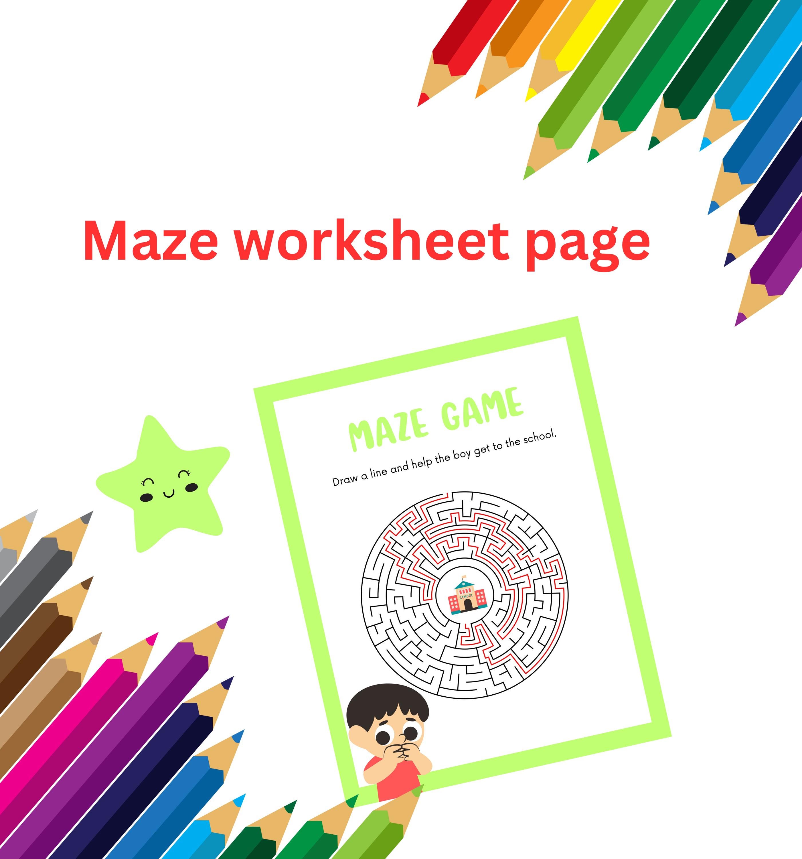 Printable Kids Maze Activity Worksheets| Maze for Kids| Maze Coloring ...