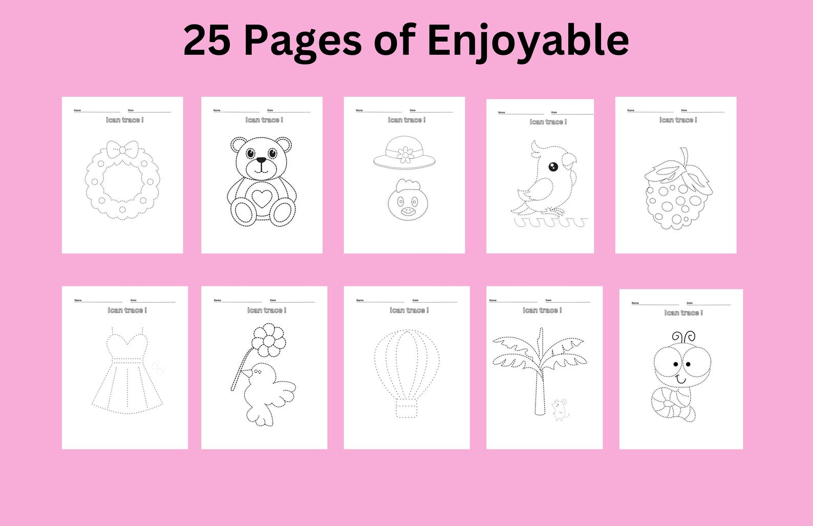 25 Jumbo Tracing Worksheets, Printable Preschool Trace Pages ...