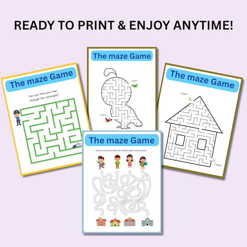 Maze Activity Bundle | Printable Activity Sheet Book | Digital Puzzle ...